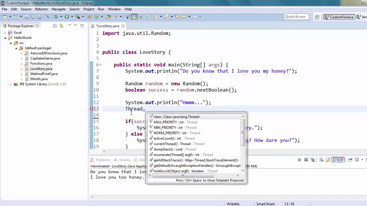 PROGRAMMER EN JAVA Débutant 77 Love Story - YouTube
