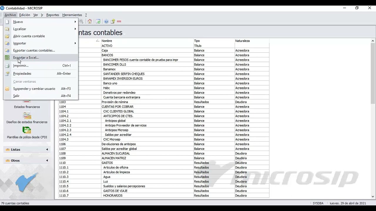 Contabilidad 🔢: Cómo exportar el catálogo de cuentas contables a excel ...