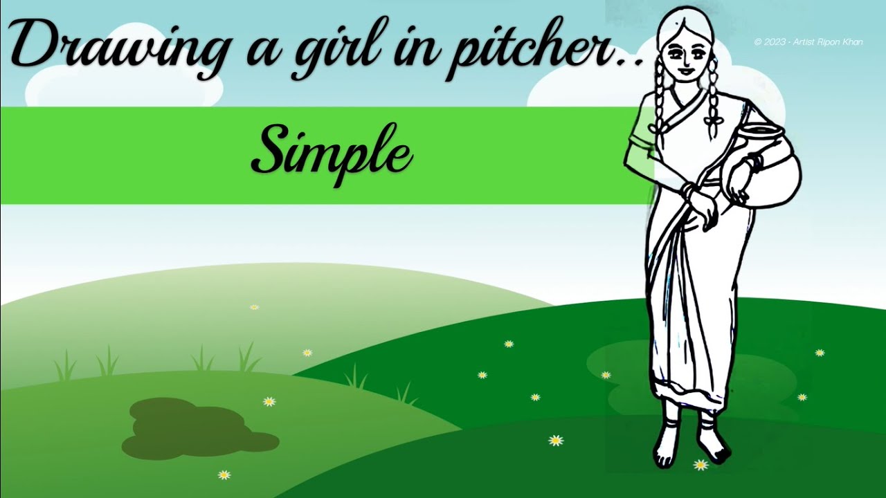 Drawing a girl in pitcher | Simple | ARK • 2023 - YouTube