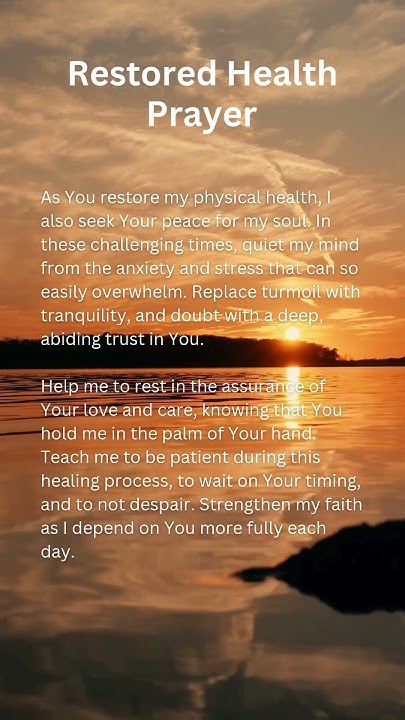 Restore My Health | Prayer - YouTube