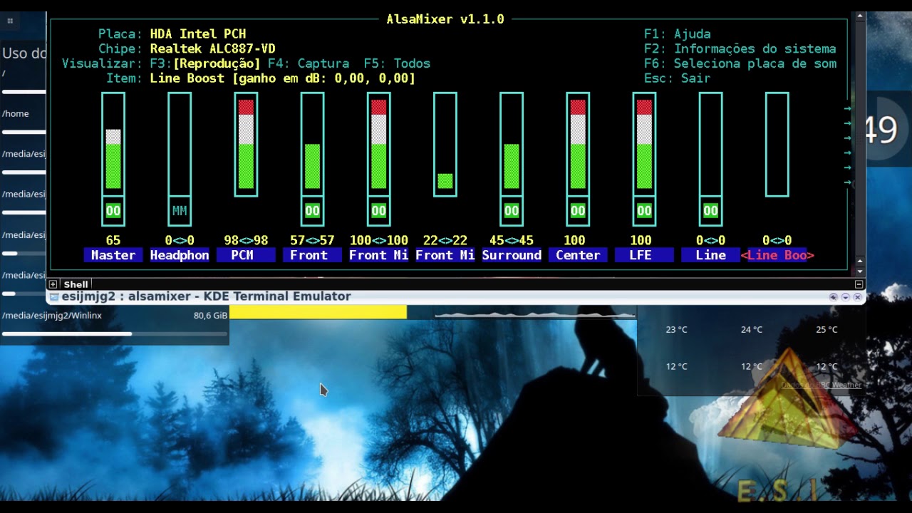 Alsamixer para Linux salvando as preferências de áudio ajustadas - YouTube