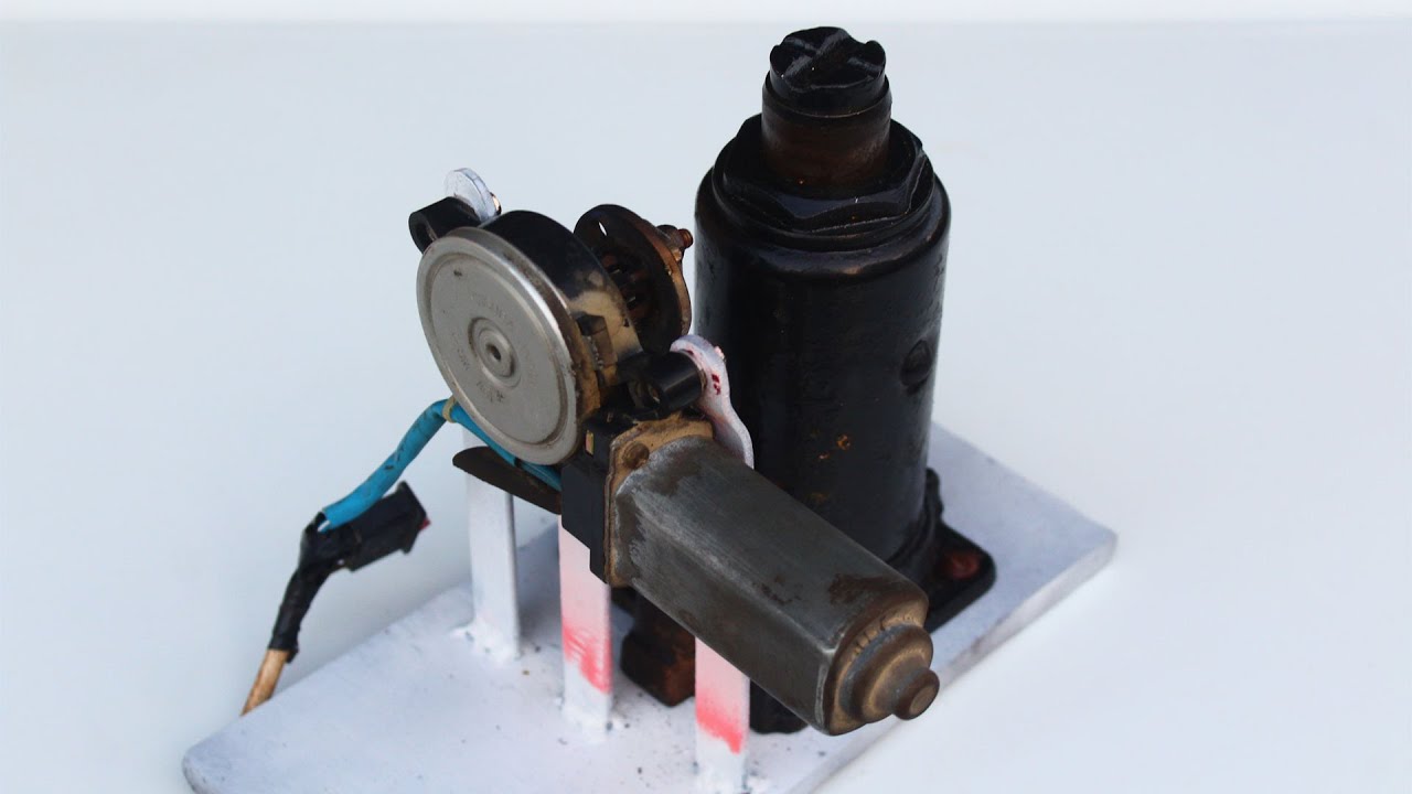 Make a Electric 12v Hydraulic Car Jack Using Car Window Motor - YouTube