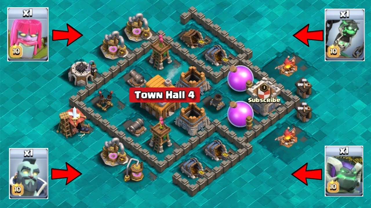 Max Town Hall 4 Vs Level 1 Troops | Clash of Clans - YouTube