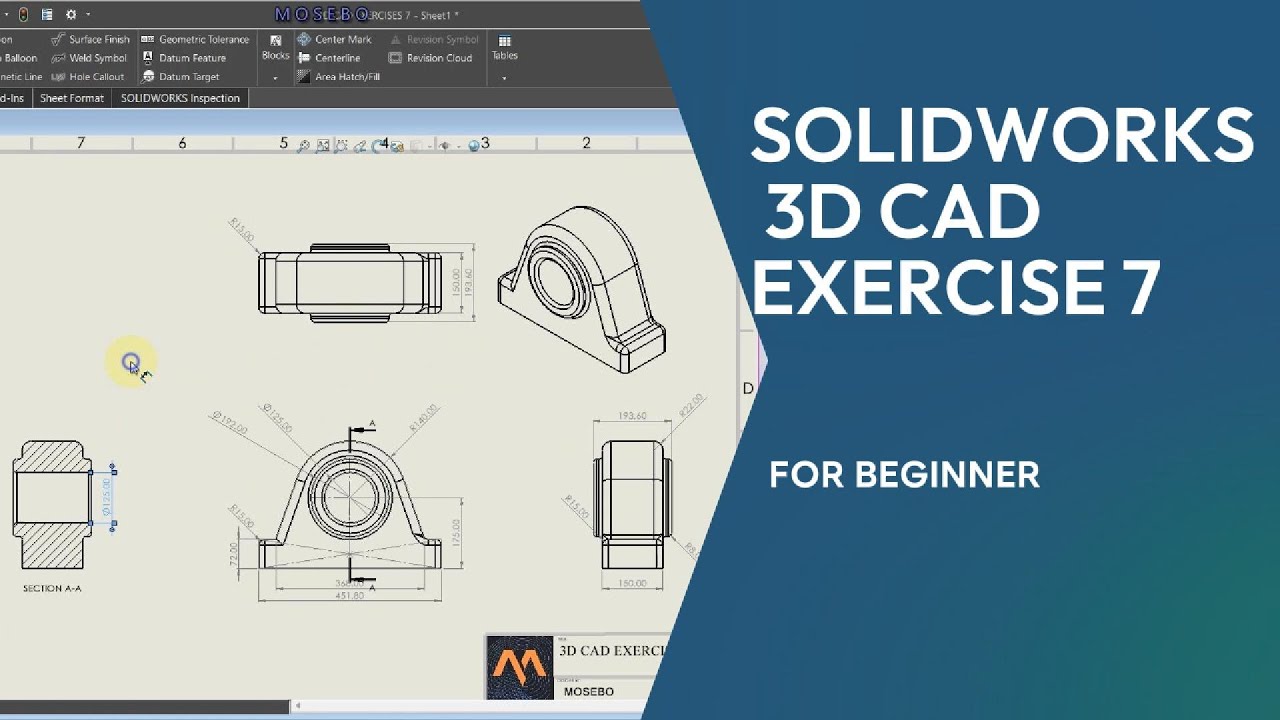 SOLIDWORKS 3D CAD EXERCISE 7 - YouTube