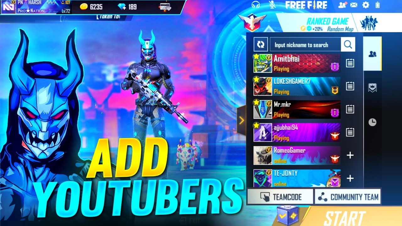 HOW TO ADD YOUTUBER'S IN YOUR FRIEND LIST - GARENA FREE FIRE - YouTube