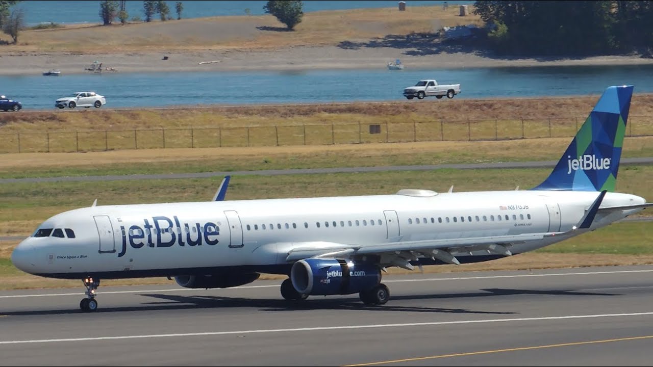 JetBlue Airbus A321-231 [N970JB] landing in PDX - YouTube
