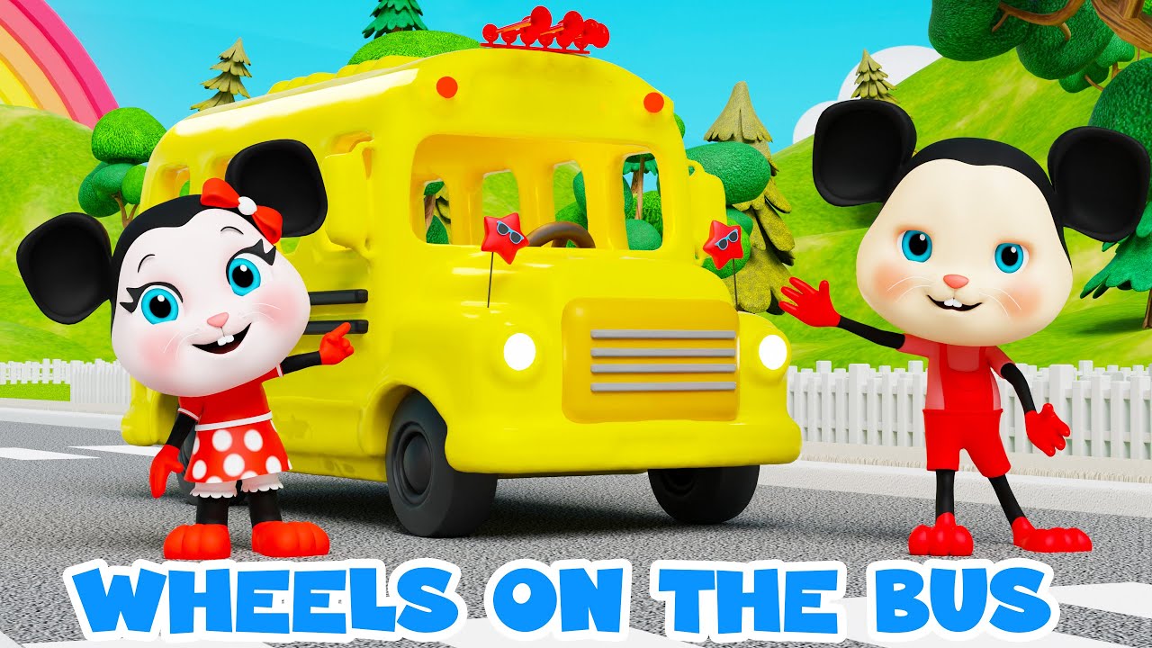 Wheels on the Bus 🚍 | Shapes, Colors & Counting Song for Kids - YouTube