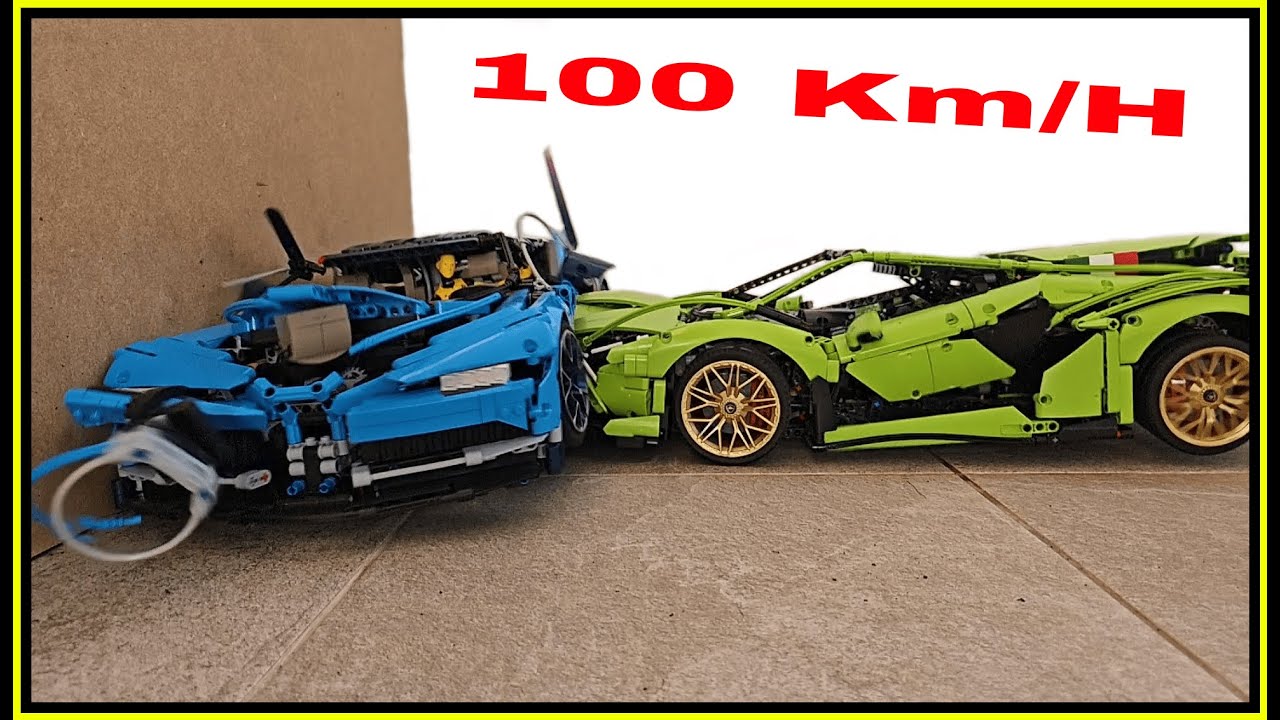 Lamborghini Vs Bugatti 🚨 100 Kmh 🚨 Lego Technic Car Crash Youtube