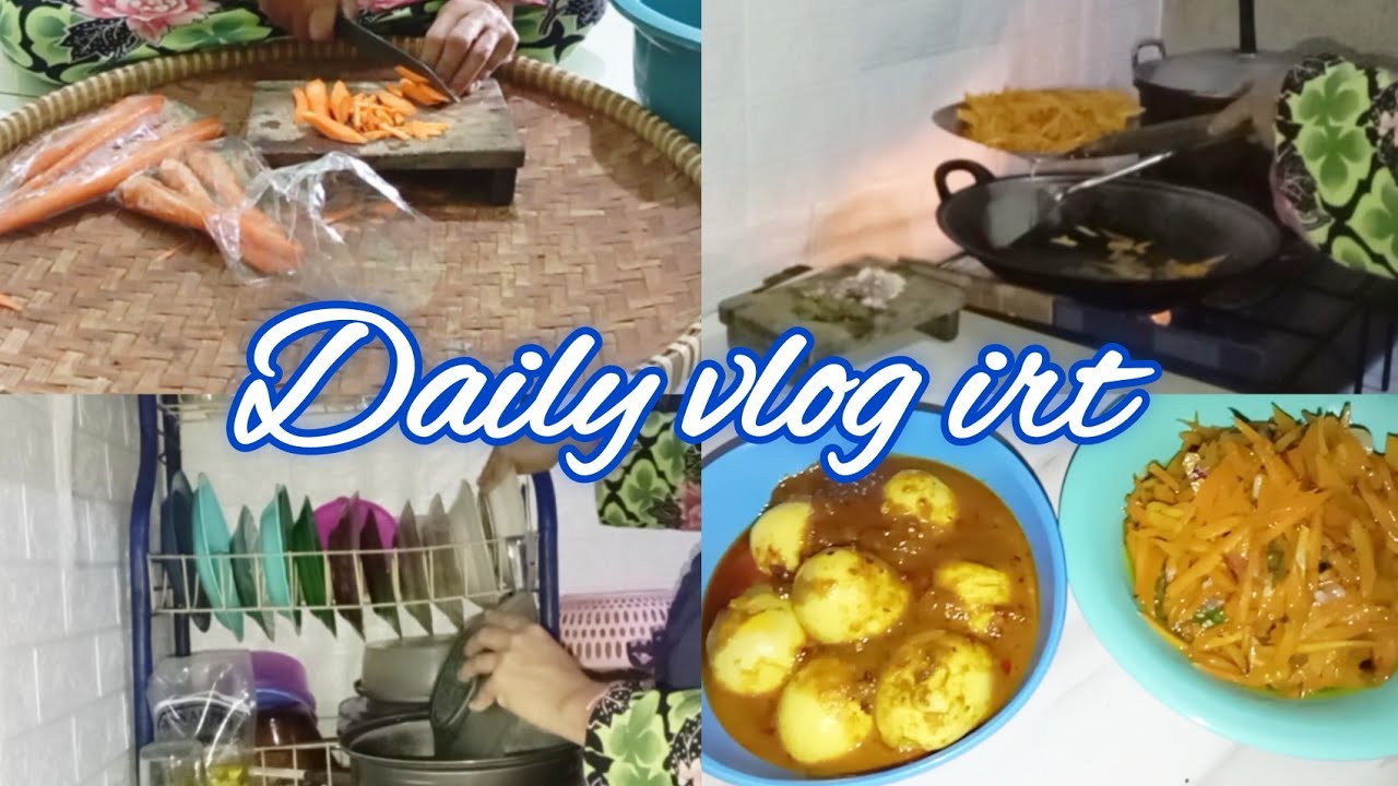 RUTINITAS HARIAN IBU RUMAH TANGGA || MASAK DUA MENU SIMPEL DI DAPUR MINIMALIS - YouTube