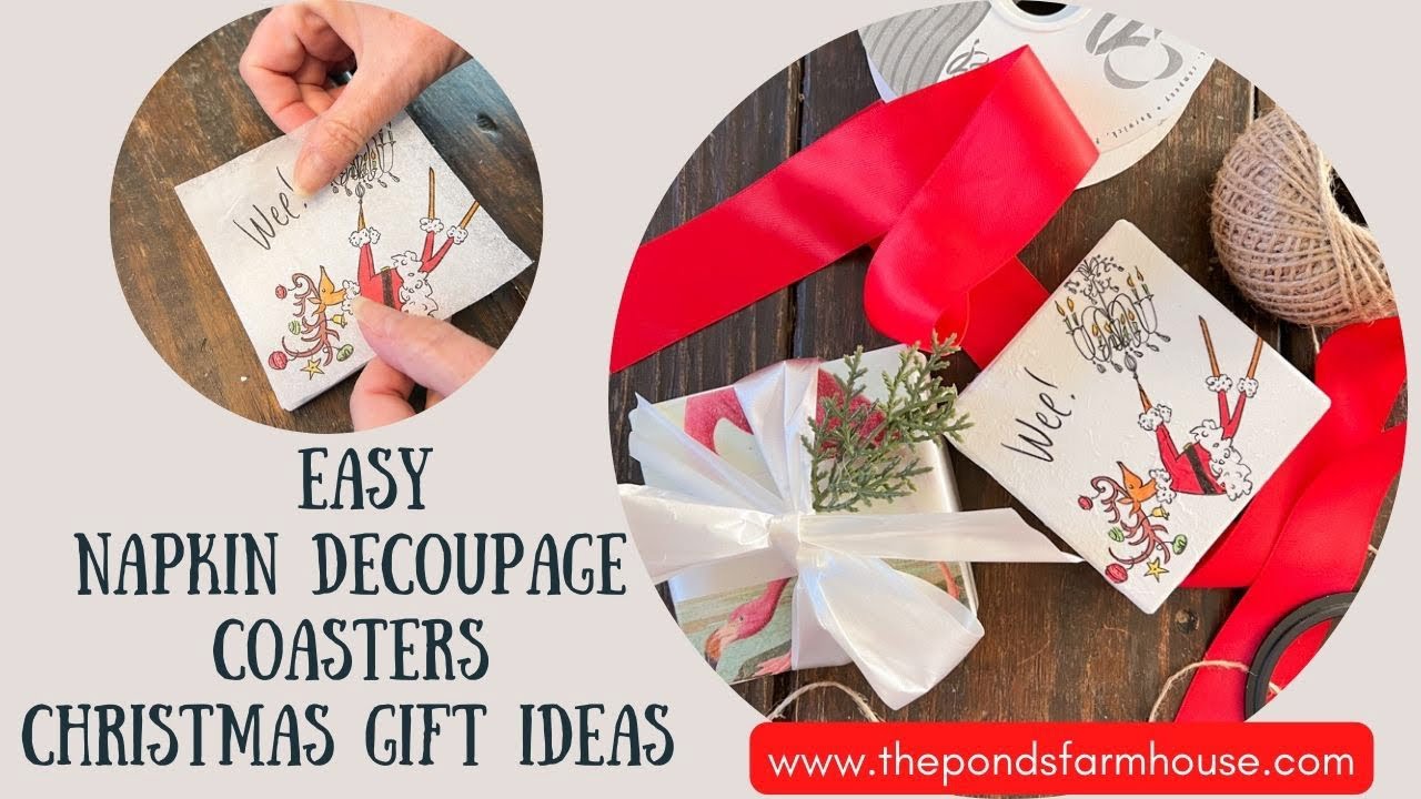 Easy Napkin Decoupage Coasters - DIY Gift Ideas - YouTube