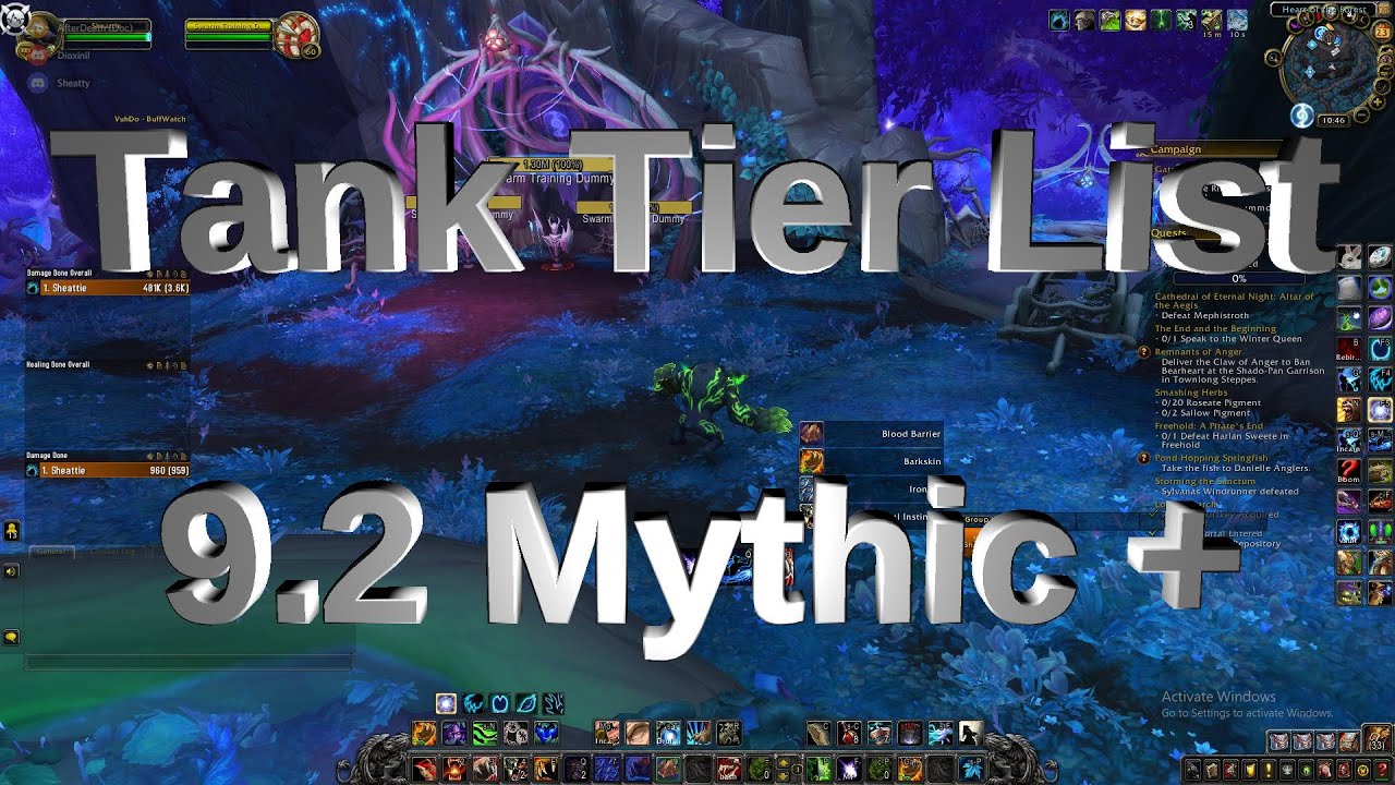 WoW - 9.2 Mythic Plus Tank Tier List - YouTube