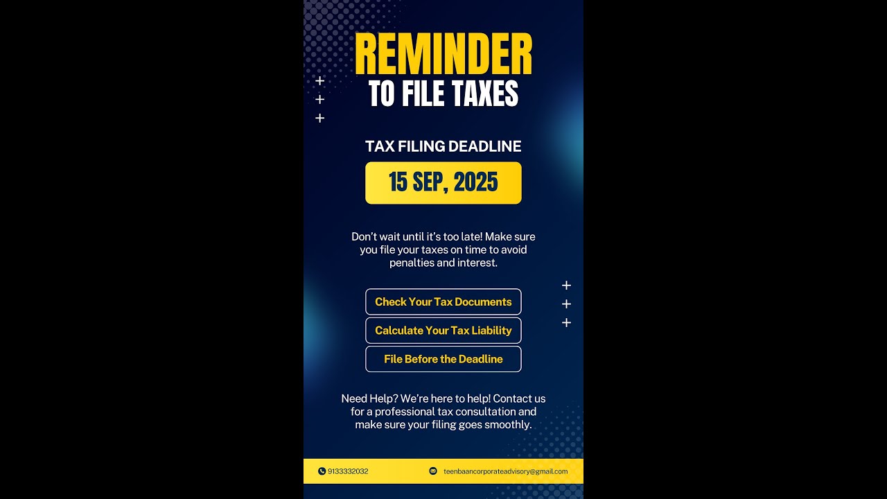 Income Tax Return Filing Reminder – Due Date 15 Sept 2025 - YouTube