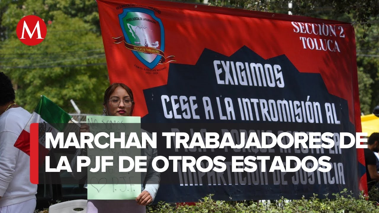 Inicia marcha de trabajadores del PJF en CdMx - YouTube