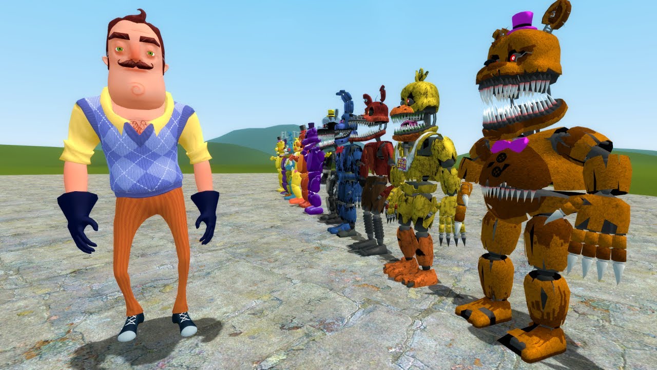 THE NEIGHBOR VS FNAF!! Garry's Mod Sandbox [Hello Neighbor vs Five ...