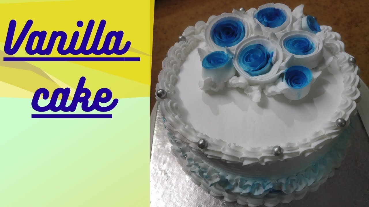 Vanilla cake design | 2pound blue and white - YouTube