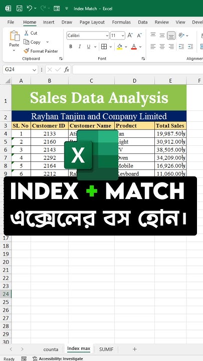 INDEX + MATCH Formula in Excel #exceltutorial #excel #exceltips - YouTube