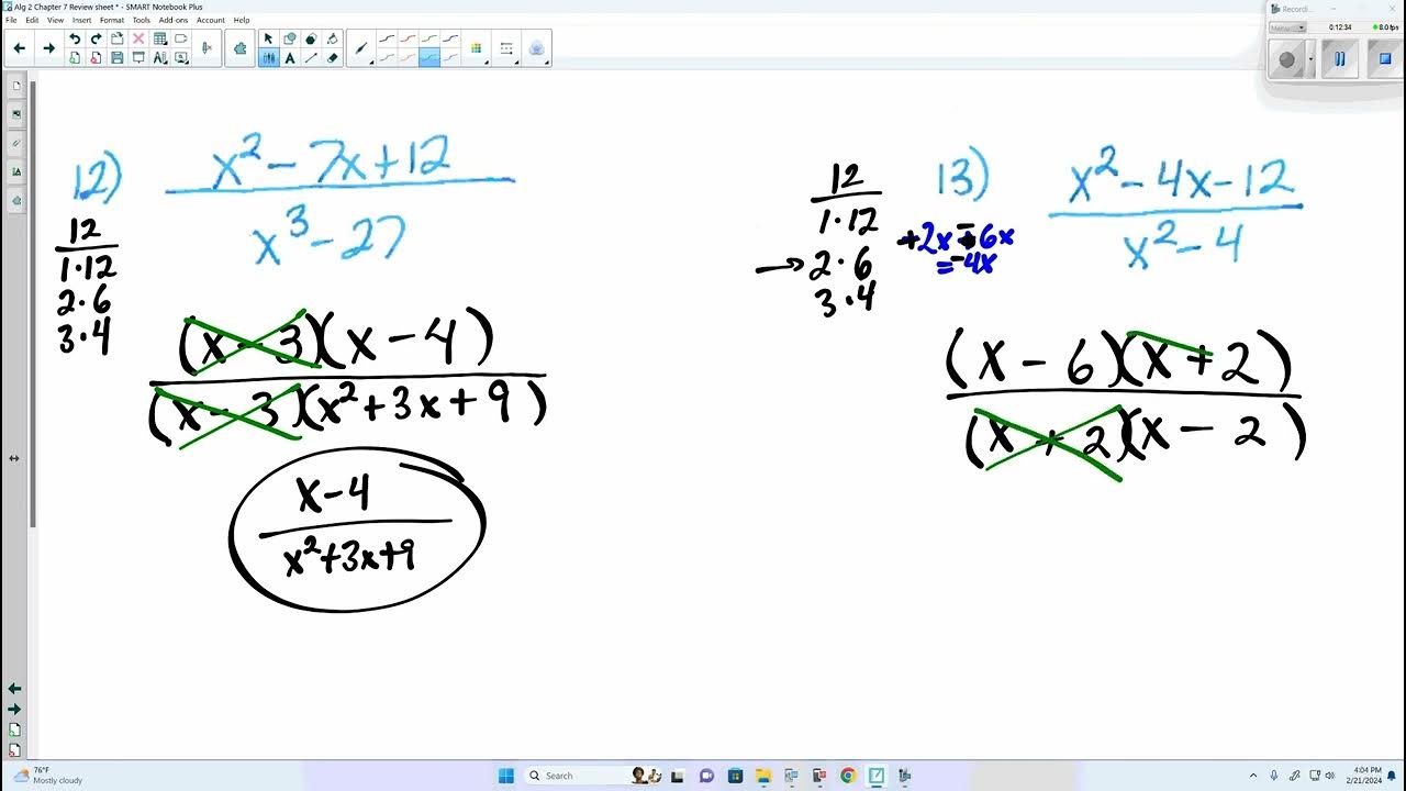 Algebra 2 Chapter 7 Review Full - YouTube