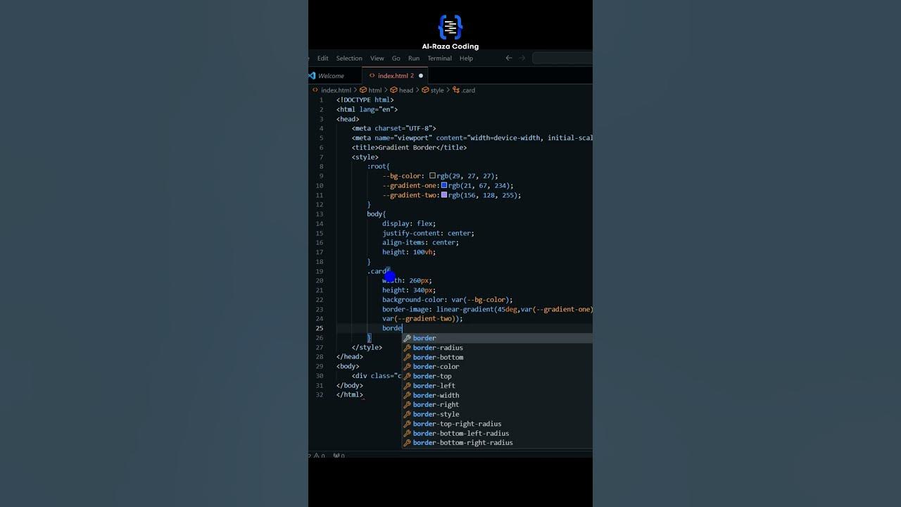 How To Create Gradient Border Html Css Alrazacoding Gradientborder Cssanimation