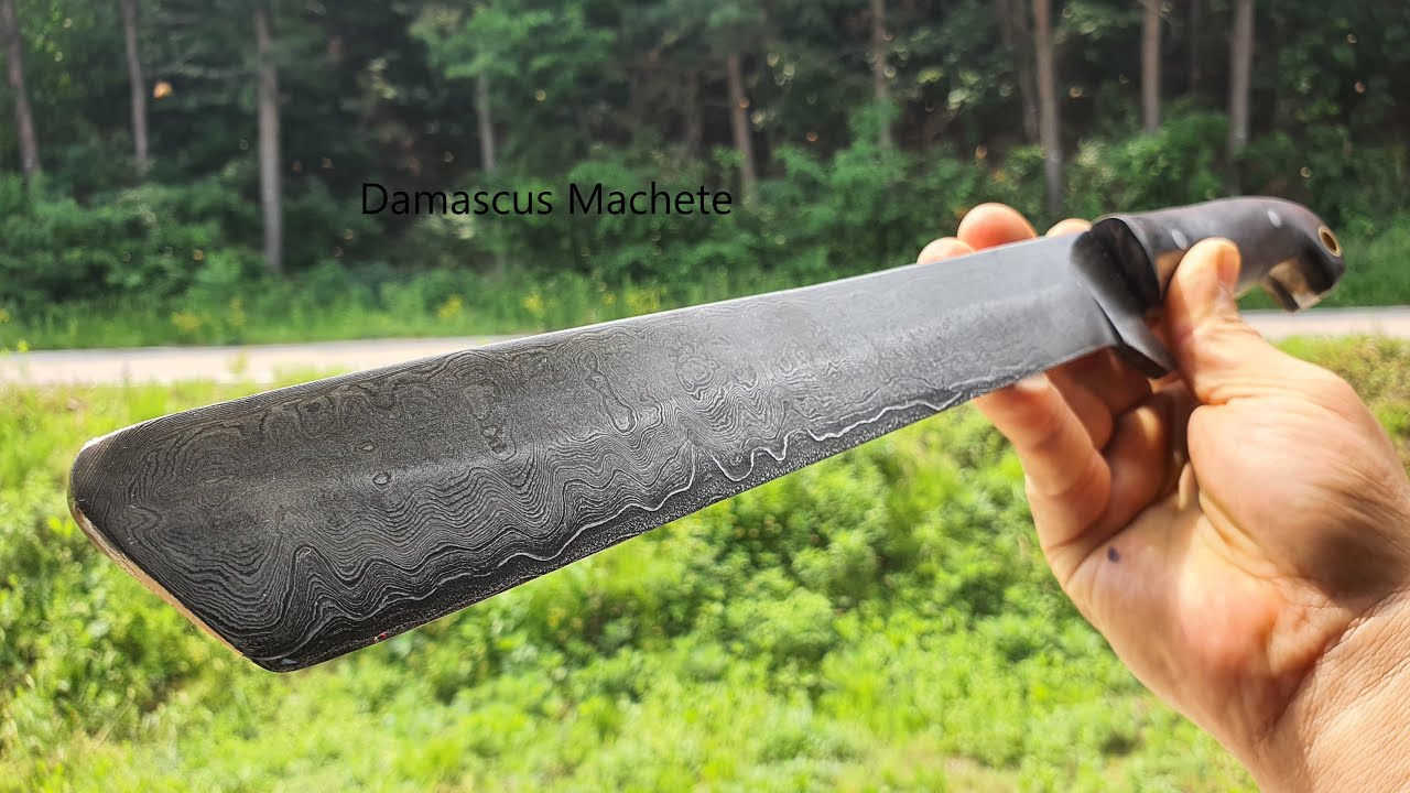 288 Layered Damascus Machete - YouTube
