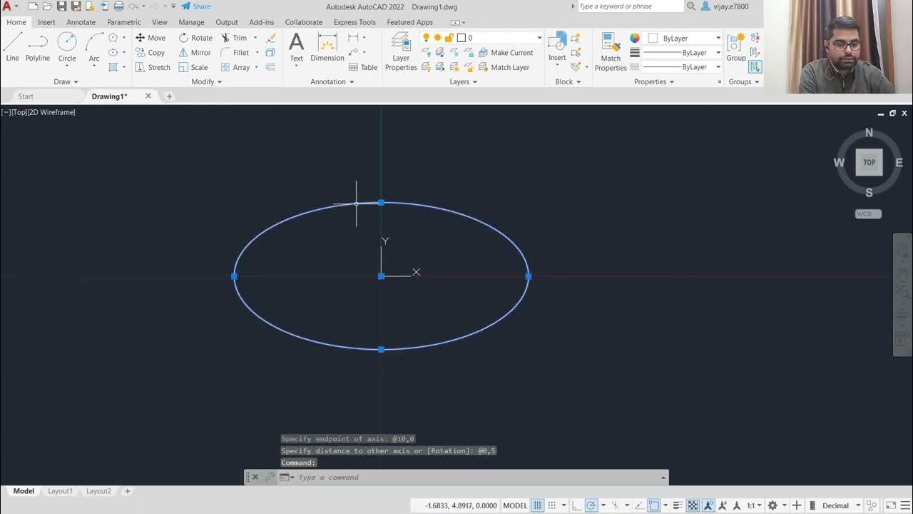 Inserting an ellipse in AutoCAD - YouTube