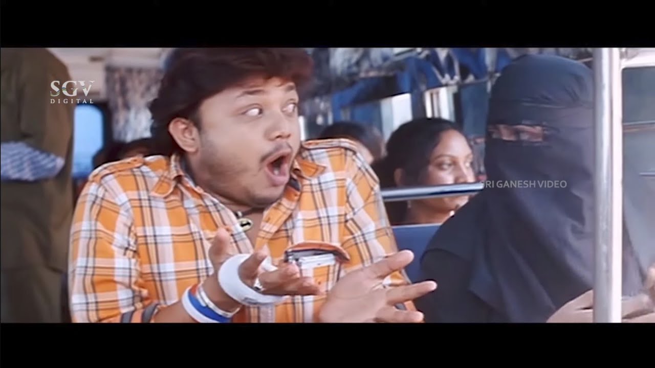 ಬುರ್ಕಾ ನೋಡಿ ಭಯ ಪಟ್ಟ ಗಣೇಶ್, Ganesh And Burka Women In Bus Comedy ...