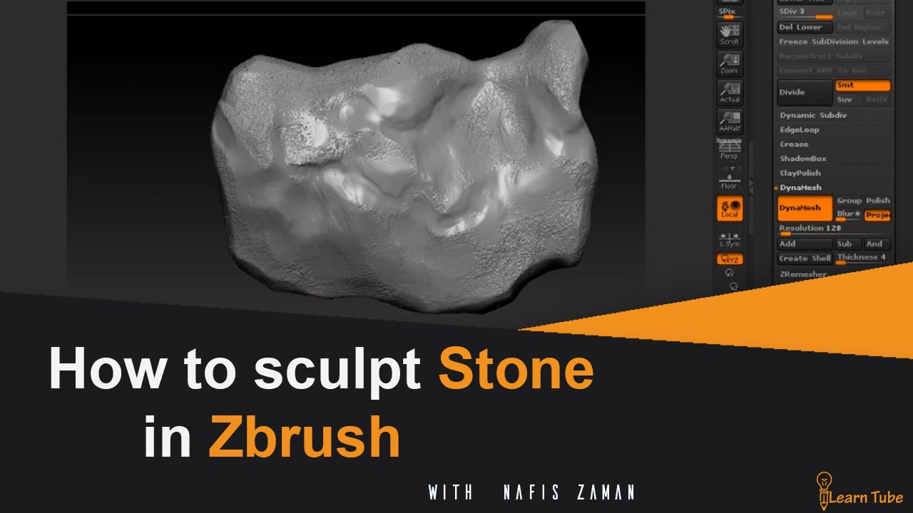 Zbrush rock sculpting with retopology - YouTube