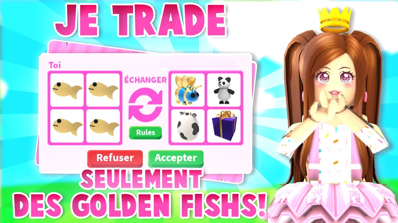 Je TRADE seulement des GOLDEN FISH sur Adopt me! (Roblox) - YouTube