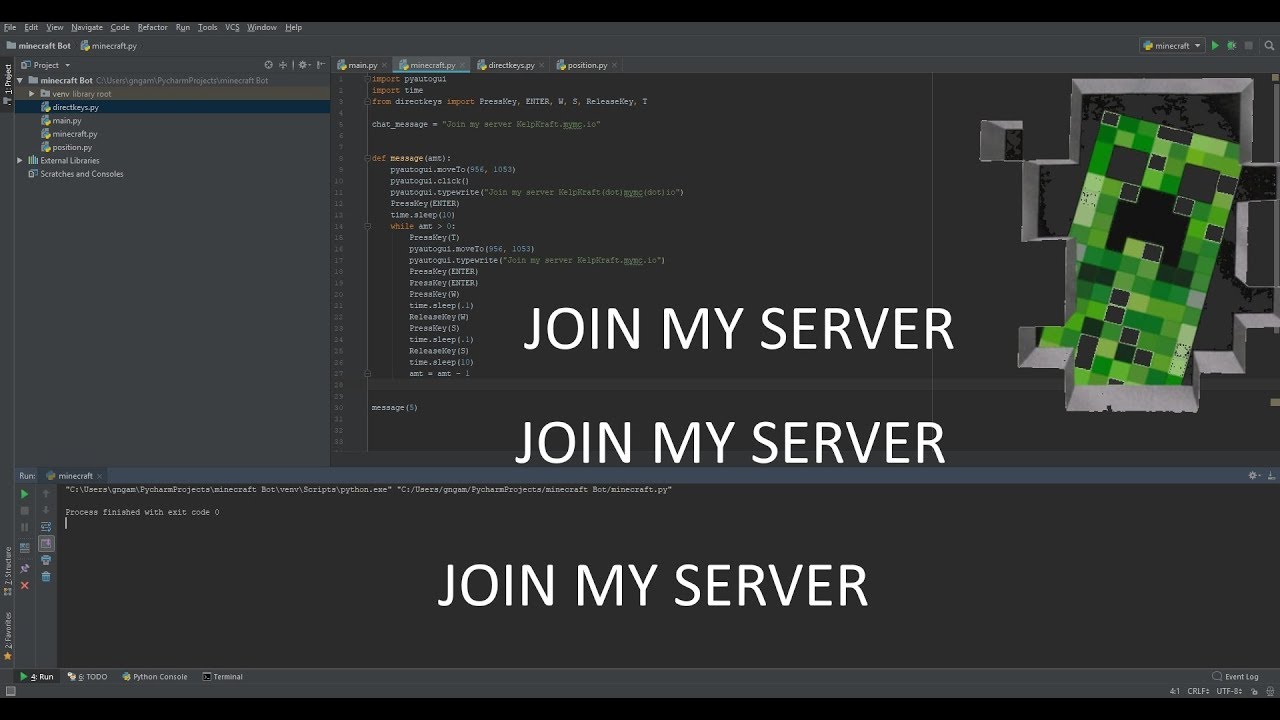 Creating a Minecraft Advertising Bot - YouTube