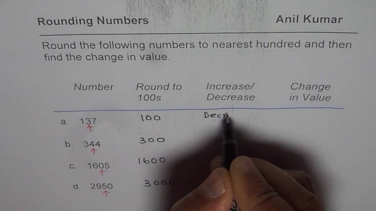 Round Whole Numbers To Nearest Hundreds And Calculate Change In Value Round Whole Numbers To Nearest Hundreds And Calculate Change In Value