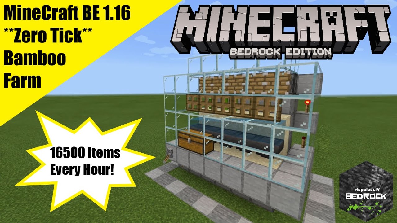 ZERO TICK Bamboo Farm - MC Bedrock 1.16 - All Platforms! - YouTube