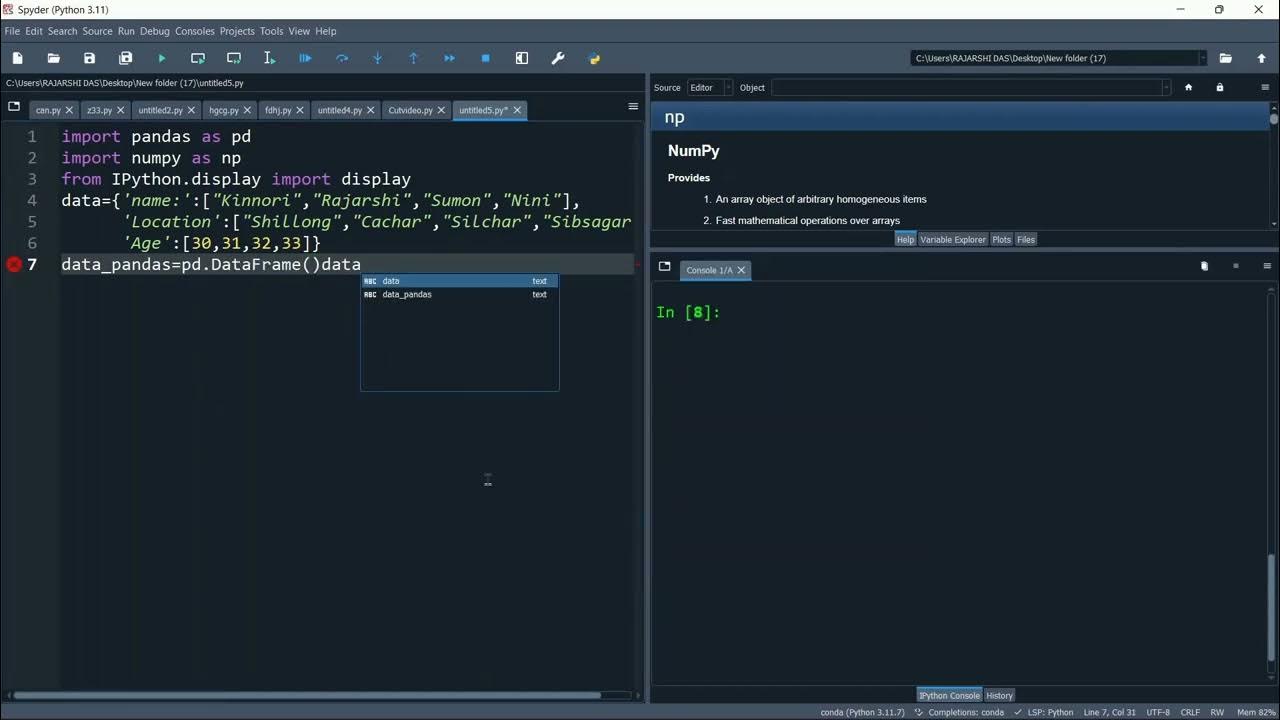 Pandas Module Hands On Program Explained In 2 Minutes Datascience Youtube