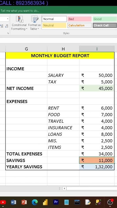 How to create monthly budget report in Microsoft excel #exceltips # ...