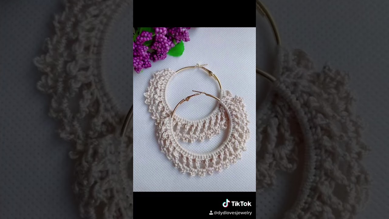 Crochet hoop earrings woven - YouTube