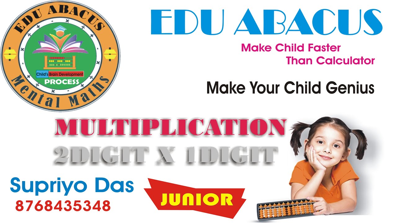 Abacus Multiplication: 2-digit X 1-digit (Standard Method in abacus ...