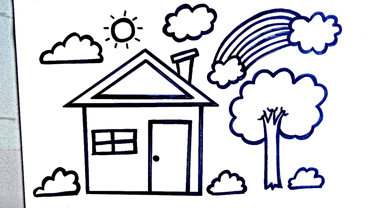 How to draw a beautiful house easy - YouTube