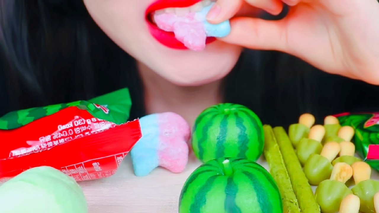 ASMR Green Dessert, Cookies, Rice Cake Eating Vlog, Mukbang 녹색 디저트, 쿠키 ...