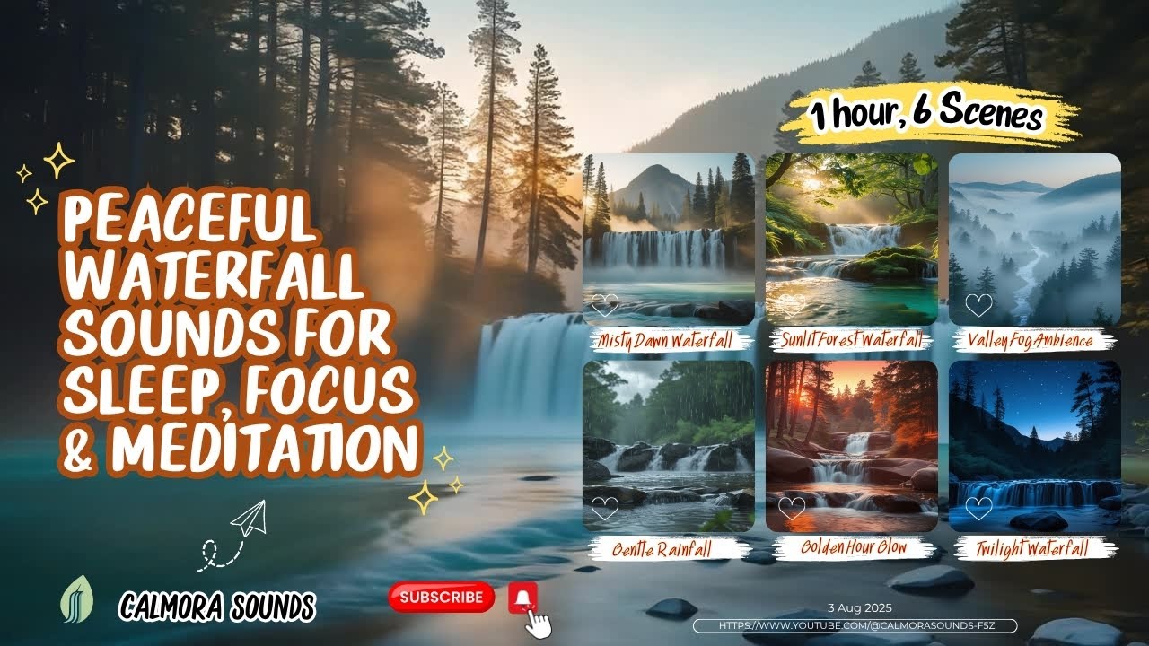 1 HOUR PEACEFUL WATERFALL SOUNDS FOR DEEP SLEEP, STUDY, RELAXATION AND ...