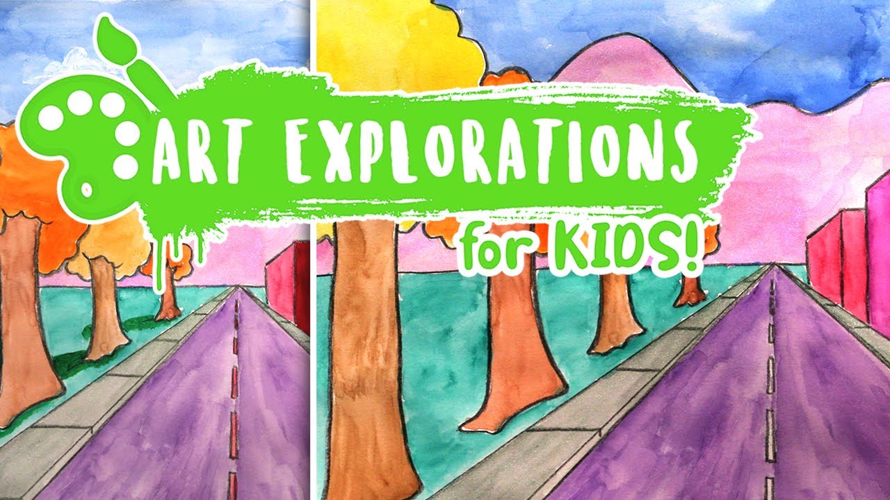 Kids Art Lesson One Point Perspective City 🏙🛤🌳 Lesson 08 Spring ...