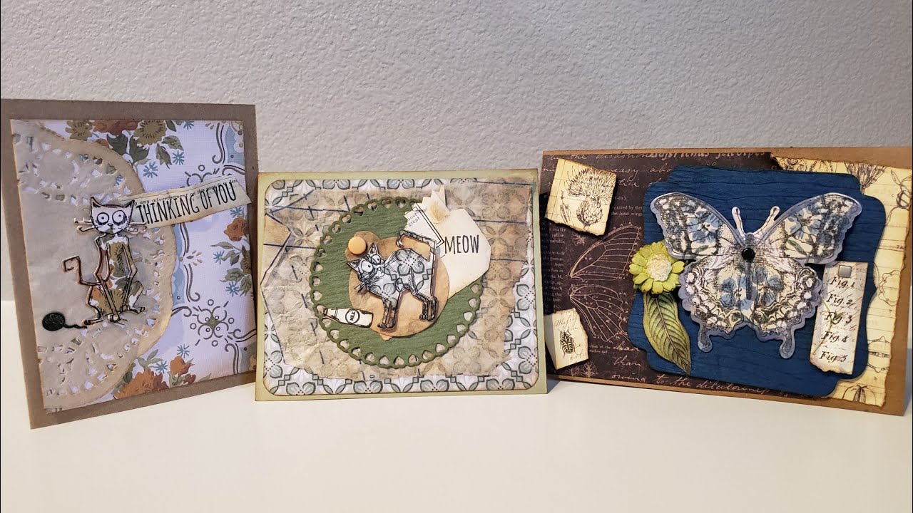 3 Tim Holtz Wallpaper Cards - YouTube