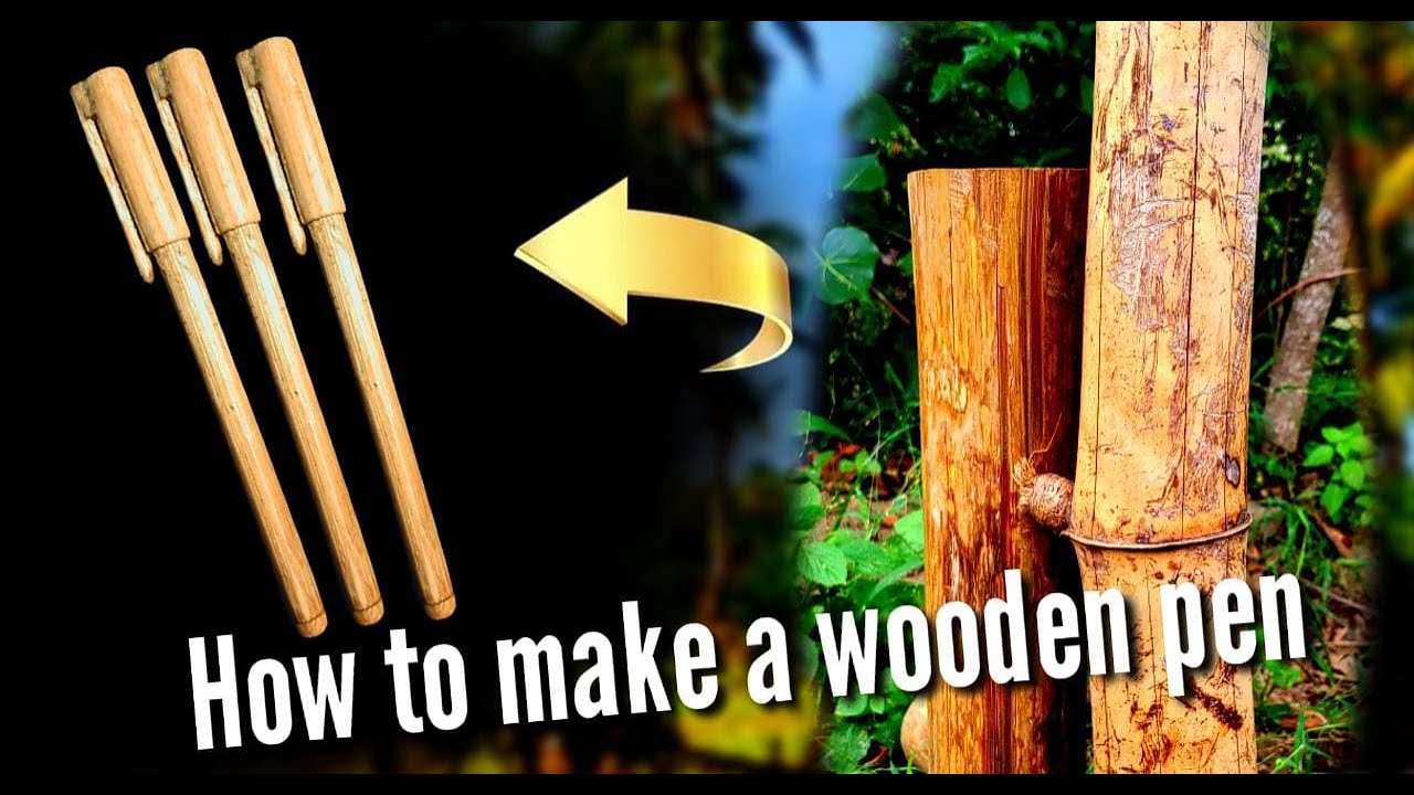 How to make a wooden pen with bamboo stick | pen making video | Hand ...