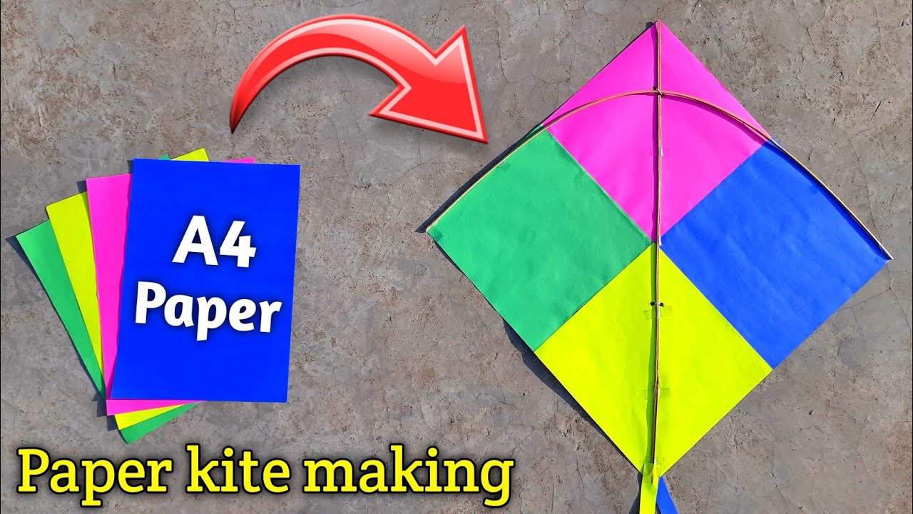 how to make kite , how to make paper kite , a4 paper kite making ...