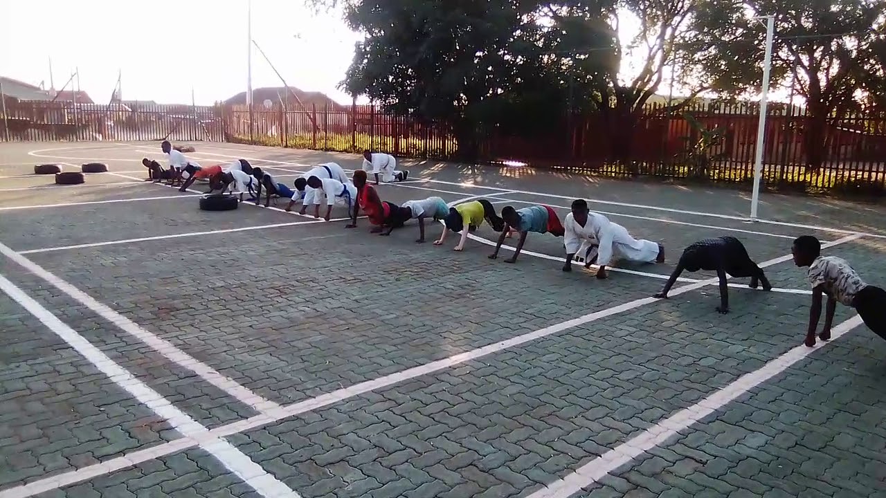 Push ups training for karate students. - YouTube