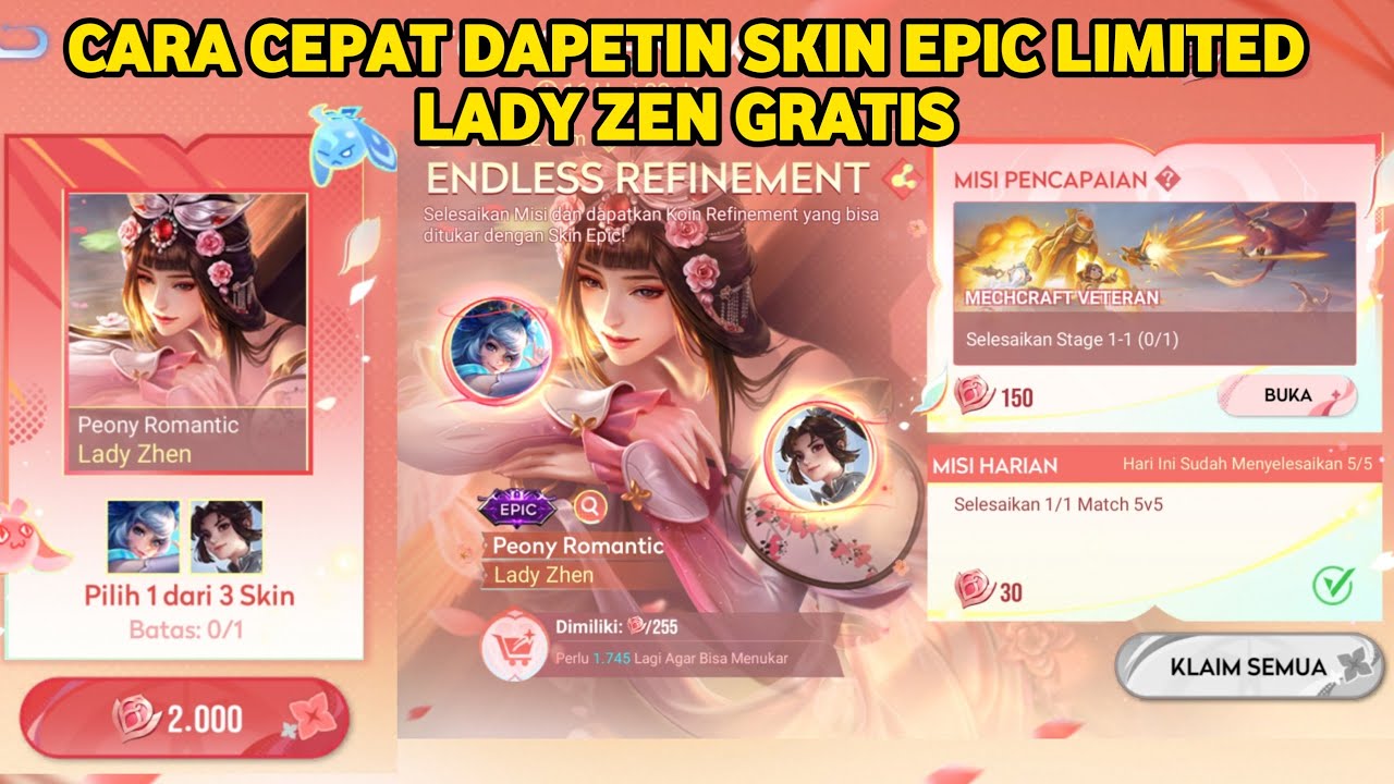 CARA CEPAT DAPAT SKIN EPIC LIMITED LADY ZEN GRATIS EVENT ENDLESS ...