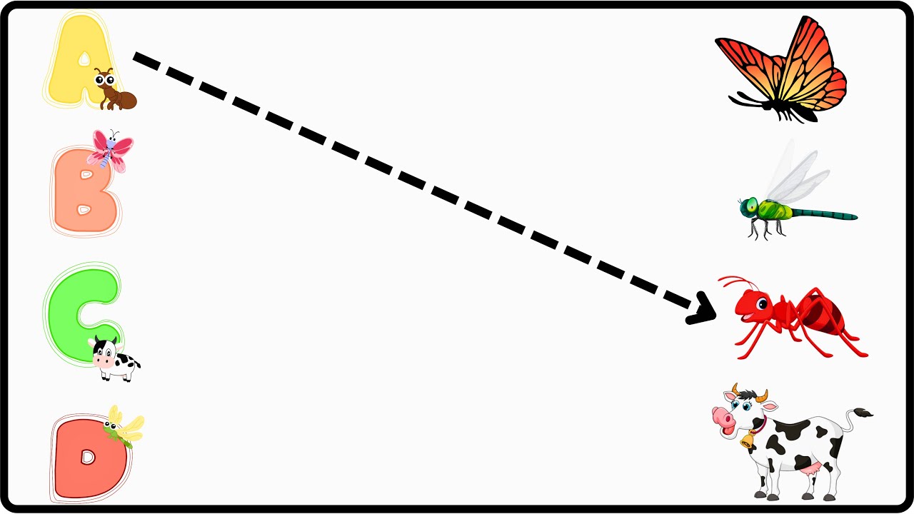 Alphabet Animals matching worksheet | a to z animals name | abc songs ...