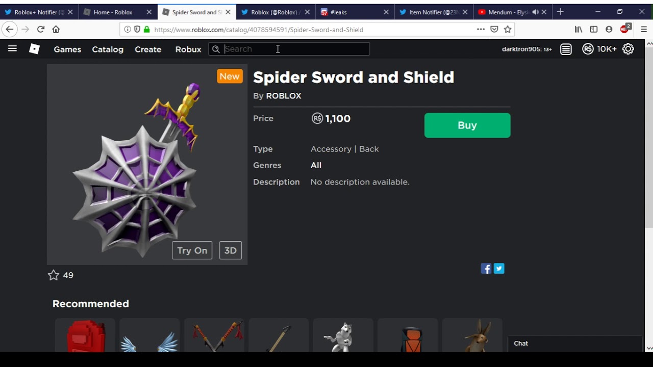 Spider Sword and Shield | Roblox Halloween - Day 11 - YouTube