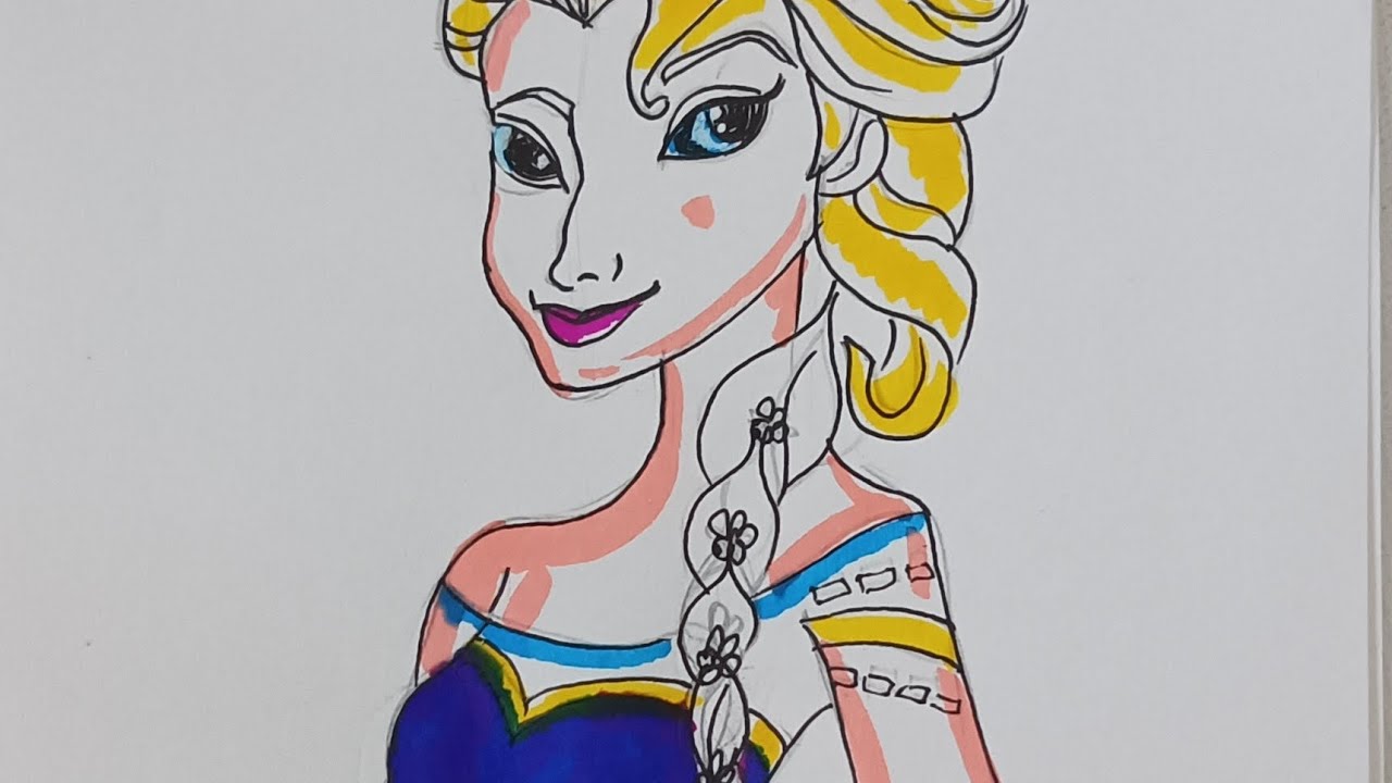 Draw beautiful elsa || How to draw elsa with pen - YouTube