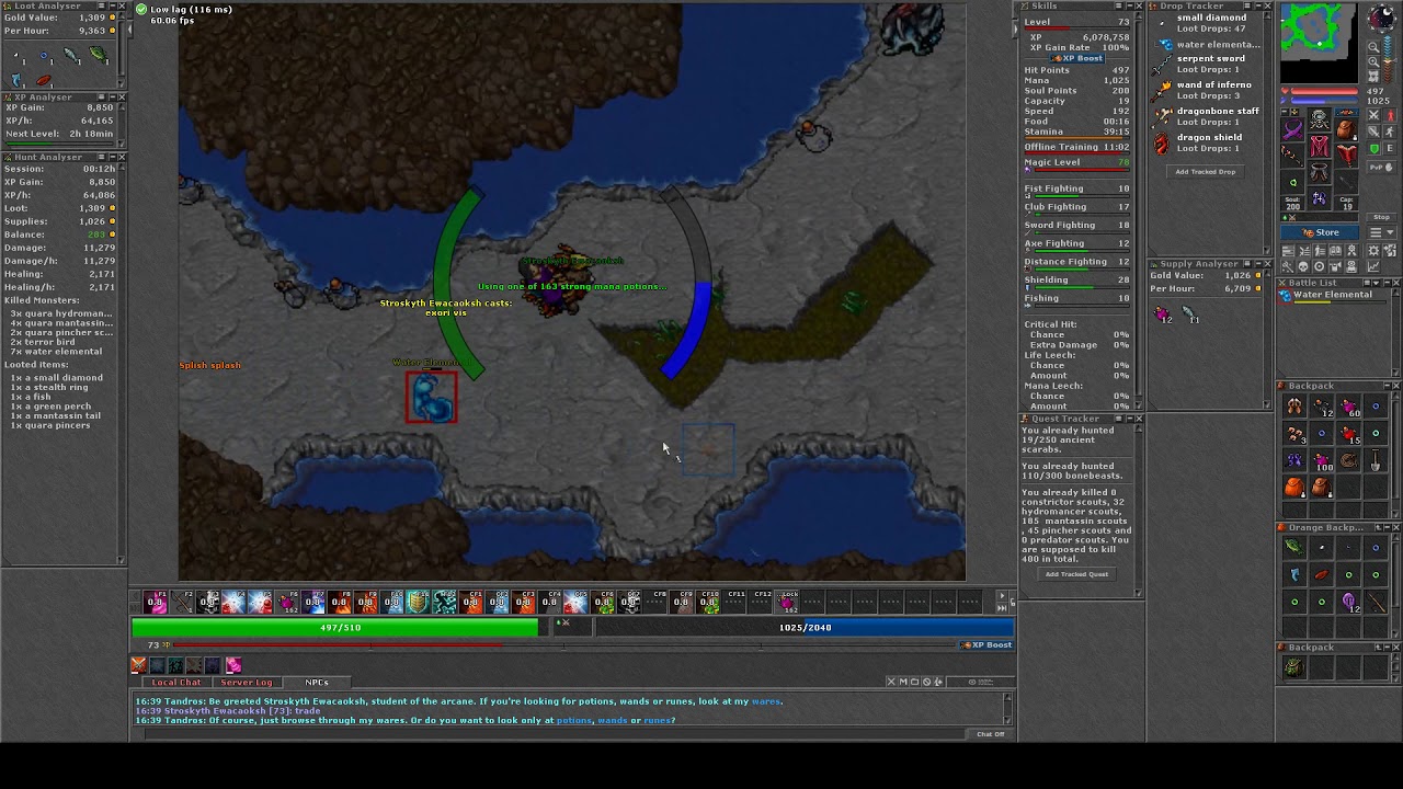 [Tibia] Task Quara Scouts + Hunt Water Elemental - YouTube