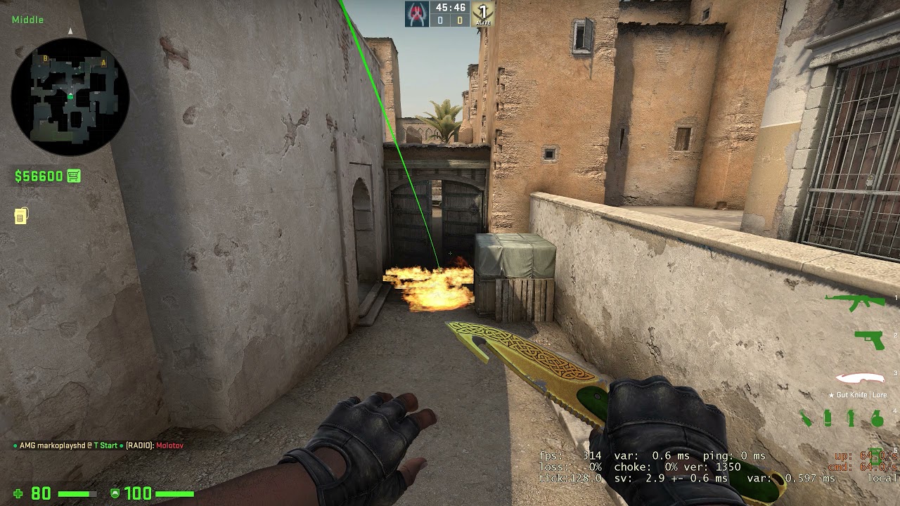 Dust 2 mid molotov from t spawn - YouTube