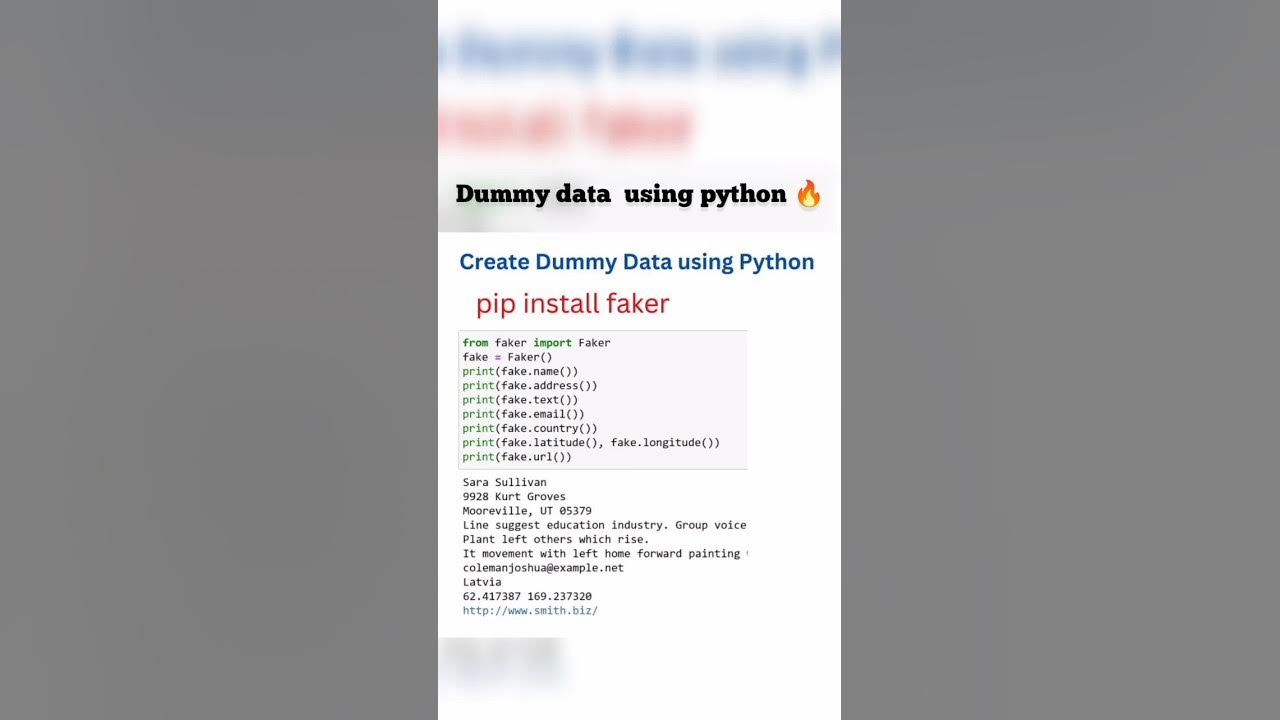 dummy data using python 🔥 #coding #programming #python - YouTube