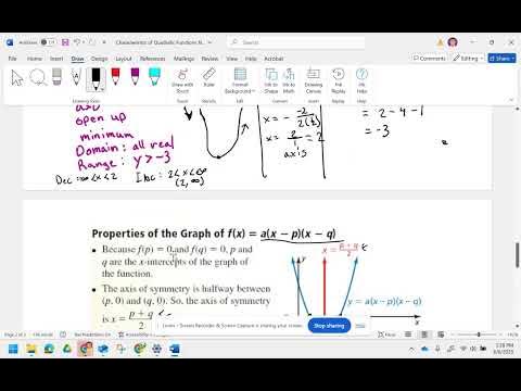 Characteristics of Quadratic Functions Part 2 - YouTube